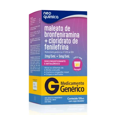 Maleato de Bronfeniramina 2mg/5ml + Cloridrato de Fenilefrina 5mg/5ml ...