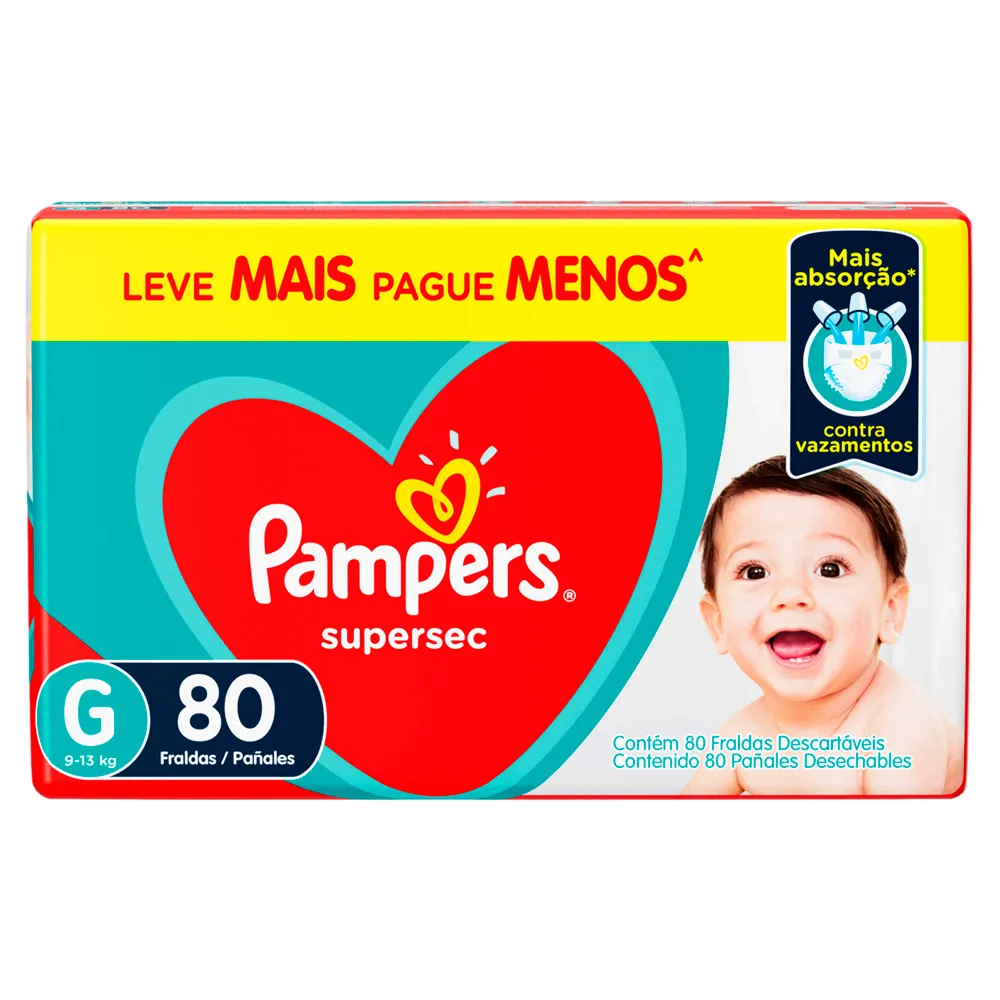 Fralda Pampers Supersec Tamanho G 80 Unidades Descartáveis - Drogaria ...