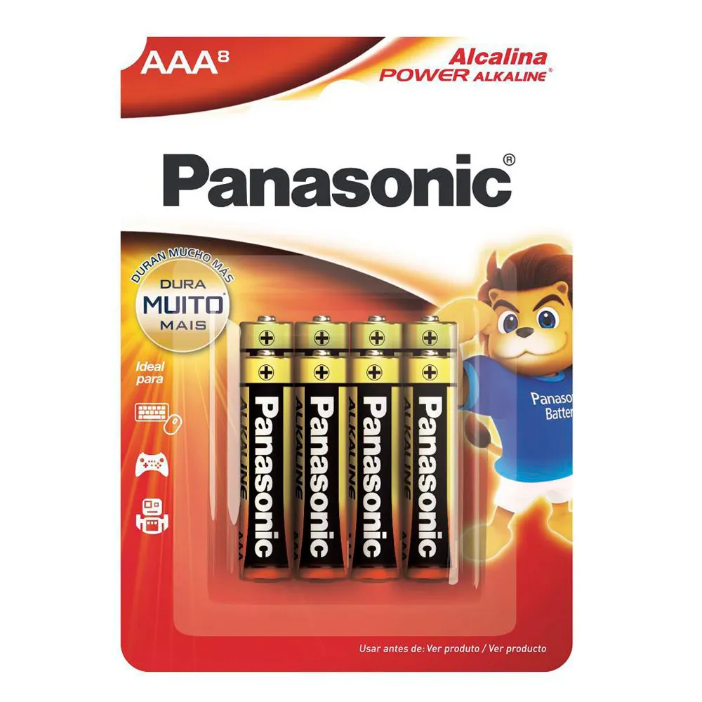 Pilha Panasonic Alcalina AAA Power Alkaline 8 Unidades - Drogaria Araujo