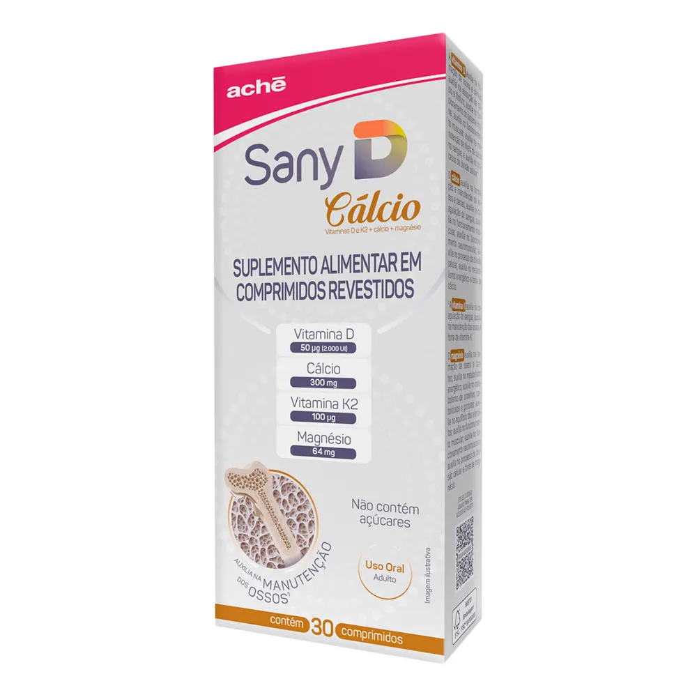 Sany D Cálcio com 30 Comprimidos Revestidos - Drogaria Araujo