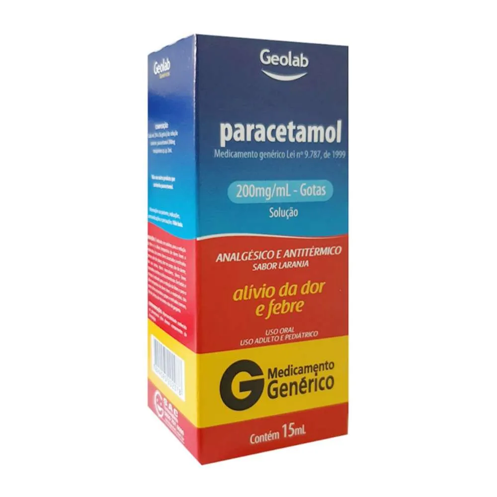 Paracetamol 200mg/ml Geolab Genérico Gotas com 15ml - Drogaria Araujo