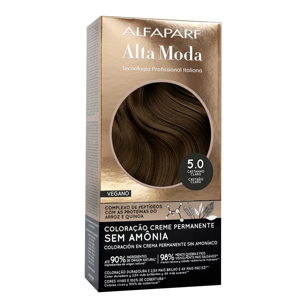 Coloração Creme Permanente Alfaparf Alta Moda Vegano Sem Amônia 5.0 ...