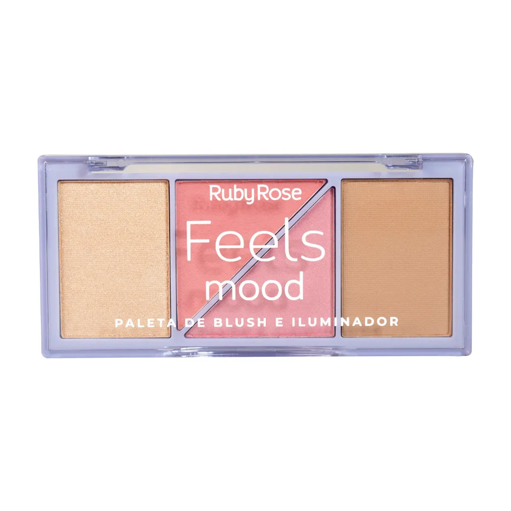 Paleta de Blush e Iluminador Feels Mood Ruby Rose HB75291 - Drogaria Araujo