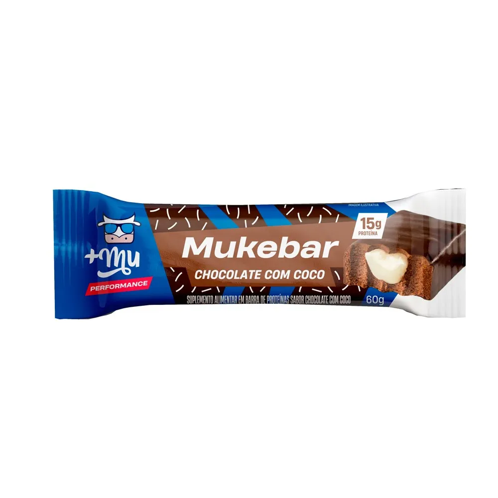 Barra Proteína +Mu Mukebar com 15g de Proteína Chocolate com Coco 60g - Drogaria Araujo
