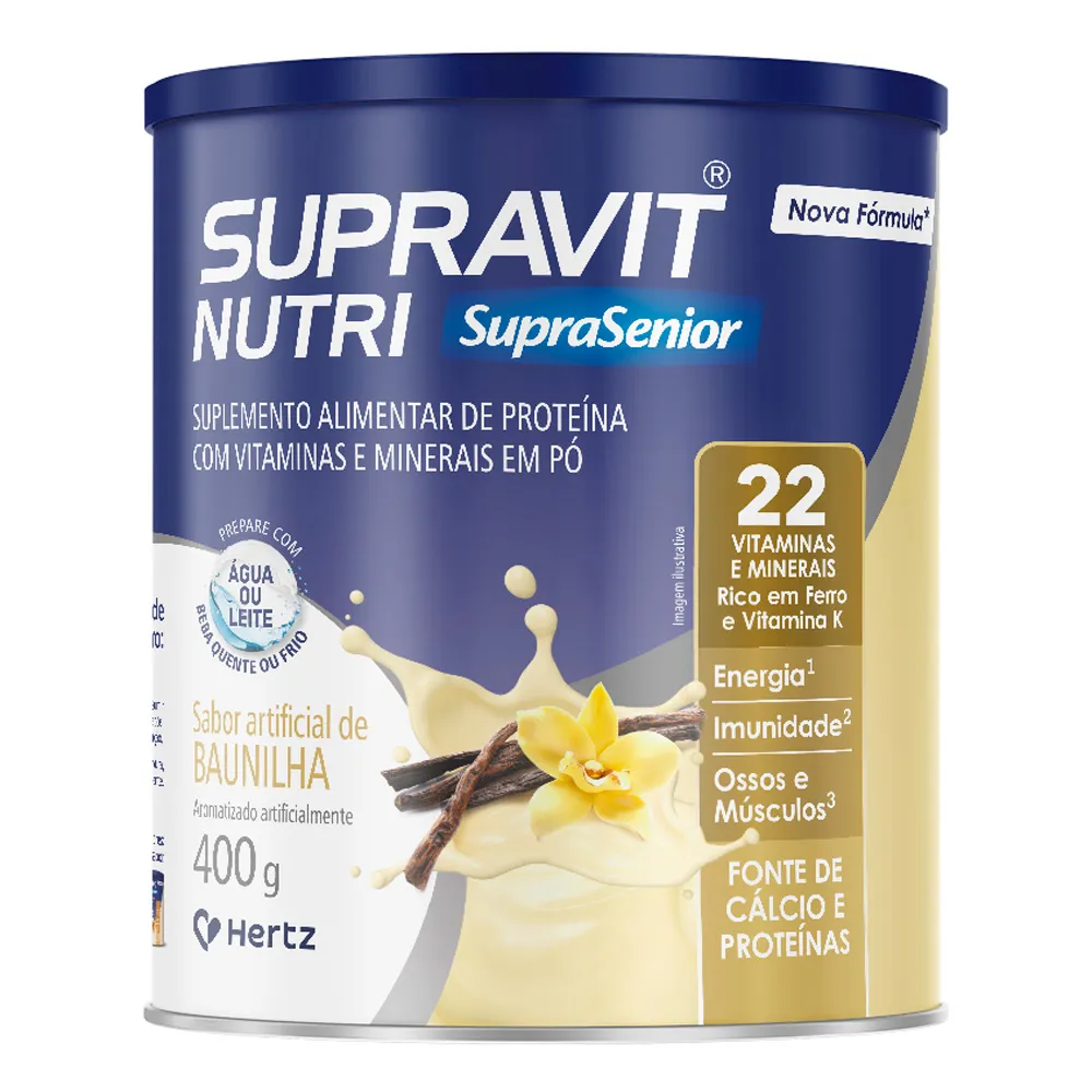 Supravit Nutri SupraSenior Sabor Baunilha 400g - Drogaria Araujo