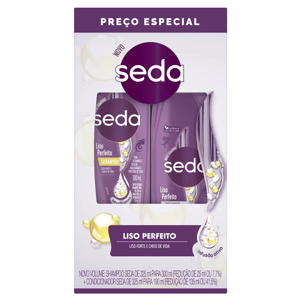 Shampoo 300ml e Condicionador 190ml Seda Liso Perfeito - Drogaria Araujo