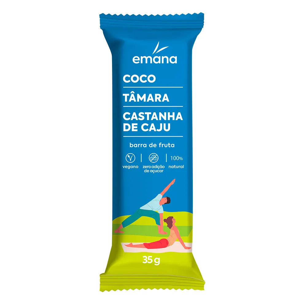 Barra de Fruta Emana Sabor Coco Tâmara e Castanha de Caju 35g ...