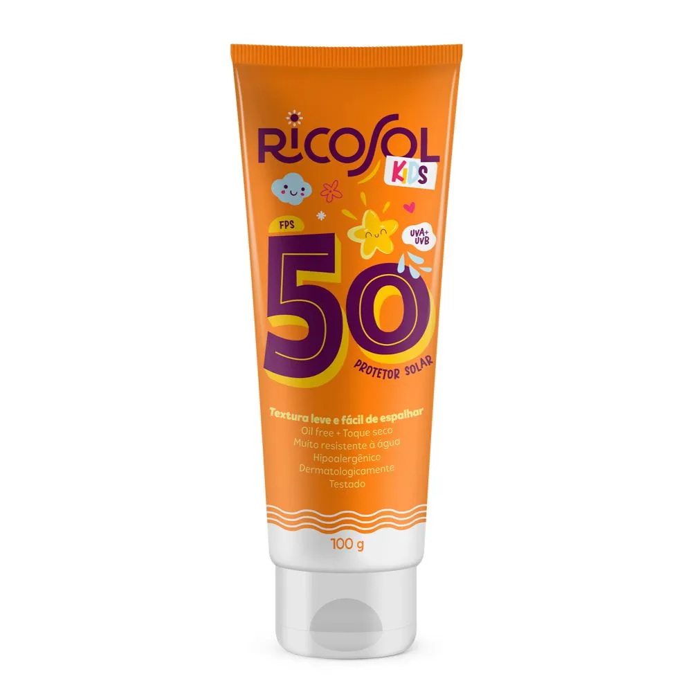 Protetor Solar Ricosol Kids FPS 50 com 100g - Drogaria Araujo