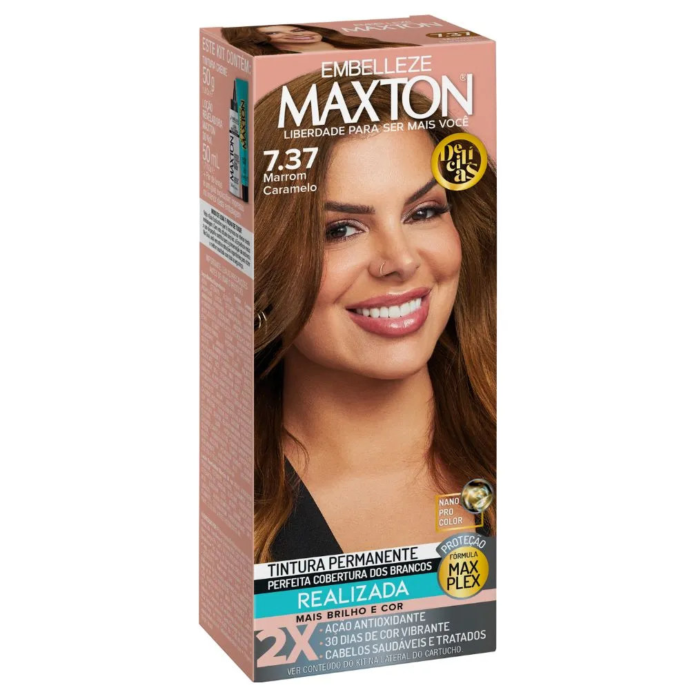 Tintura Maxton Creme Marrom Caramelo 7.37 - Drogaria Araujo