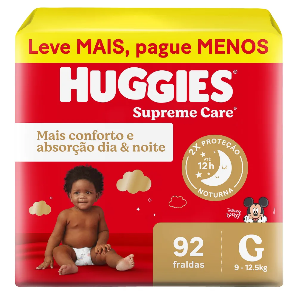 Fralda Huggies Supreme Care Tamanho G 92 Unidades Descartáveis ...