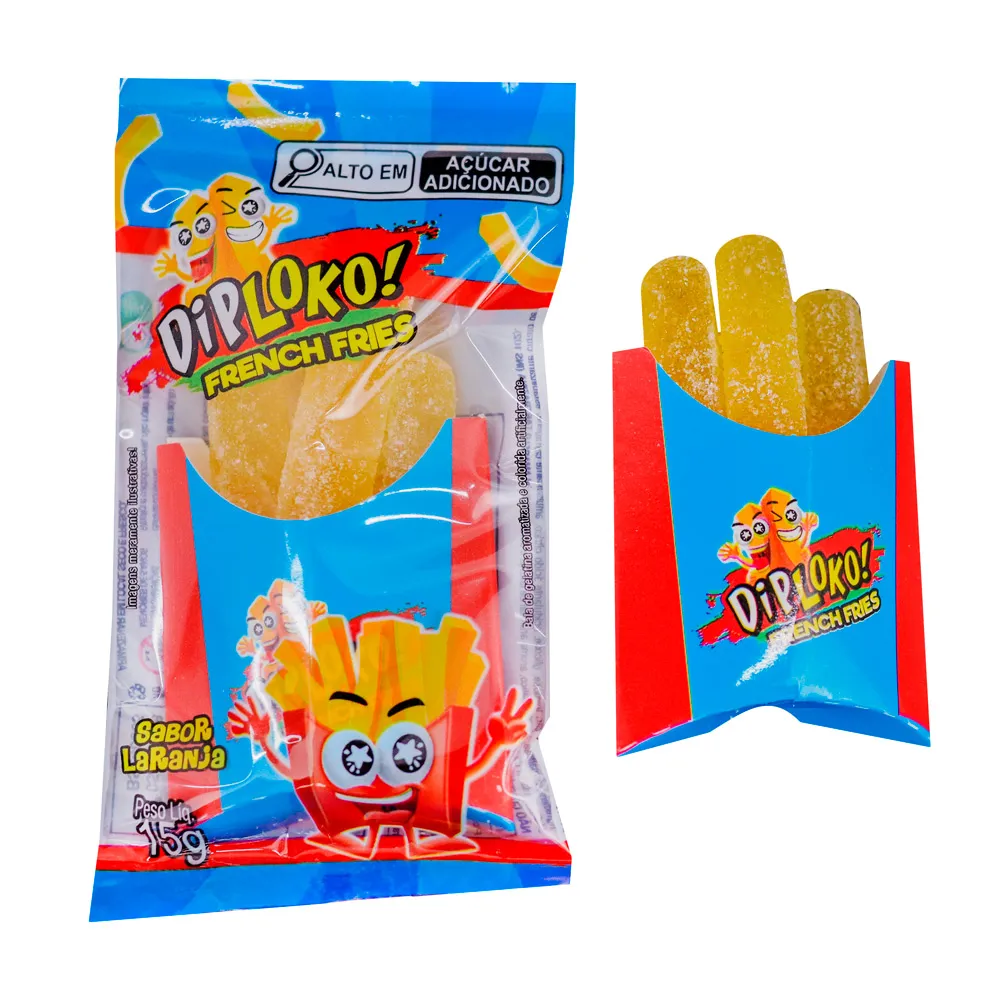 Bala de Gelatina Diploko French Fries Batata Frita Sabor Laranja 15g ...