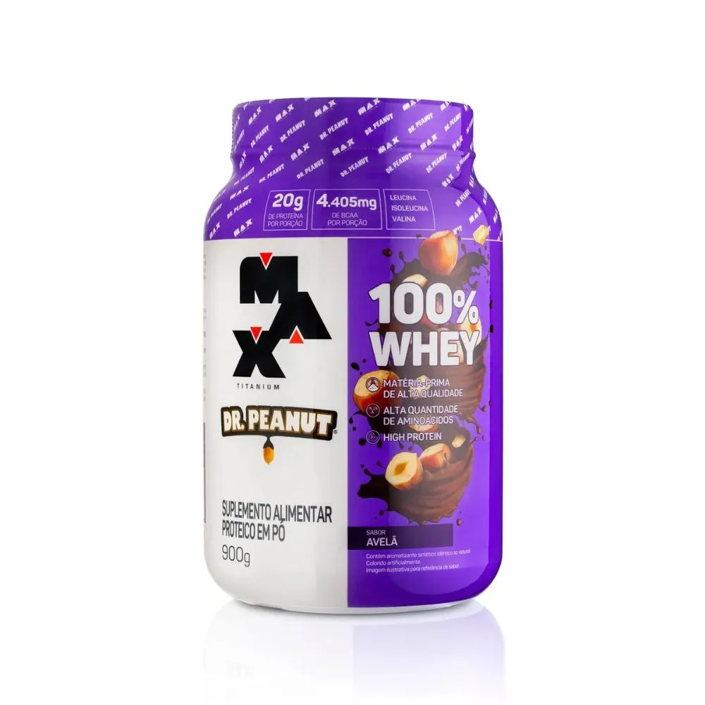 Whey 100% Dr. Peanut Max Titanium sabor Avelã 900g - Drogaria Araujo