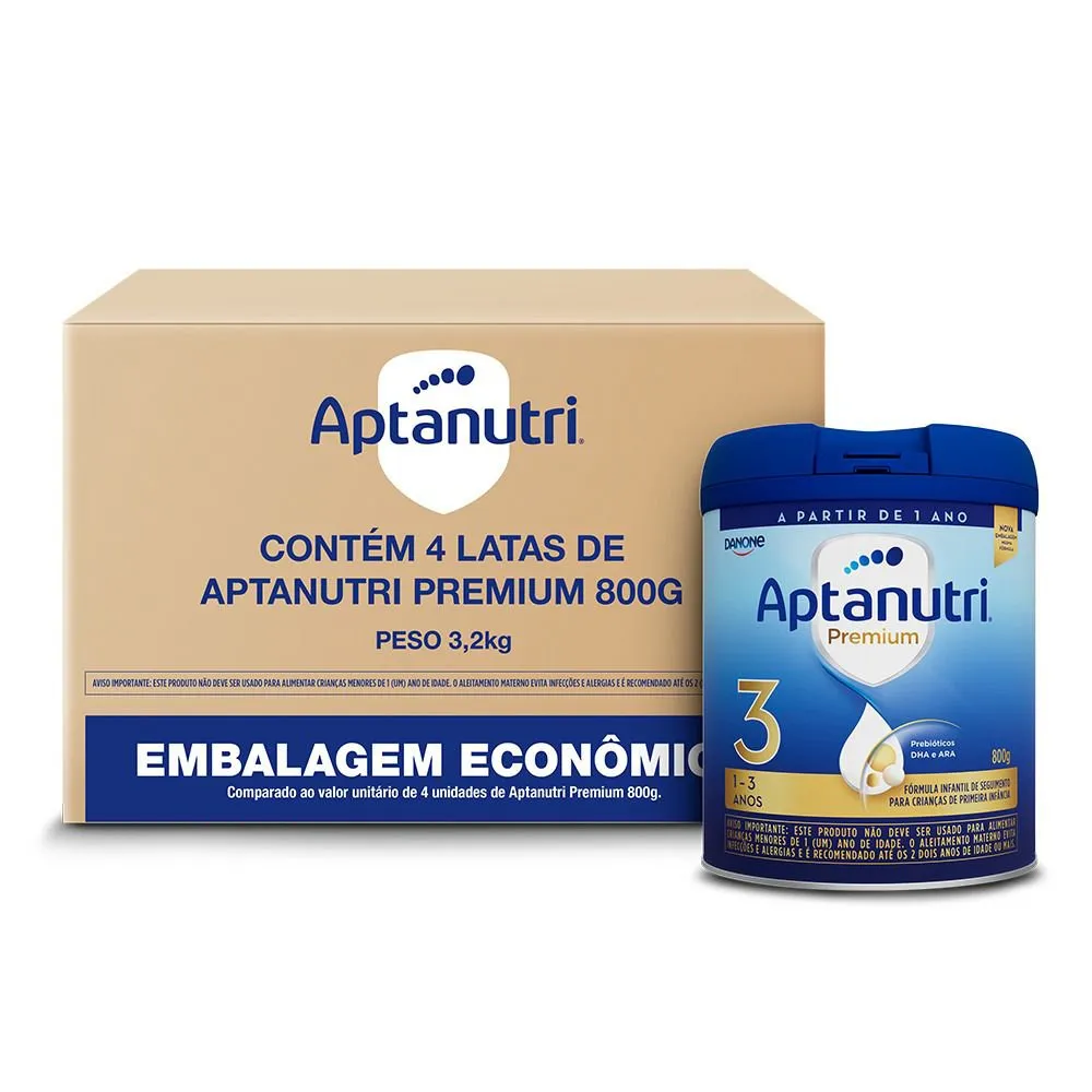Aptanutri Premium 3 com 4 Latas de 800g Cada Unidades Embalagem Econômica - Drogaria Araujo