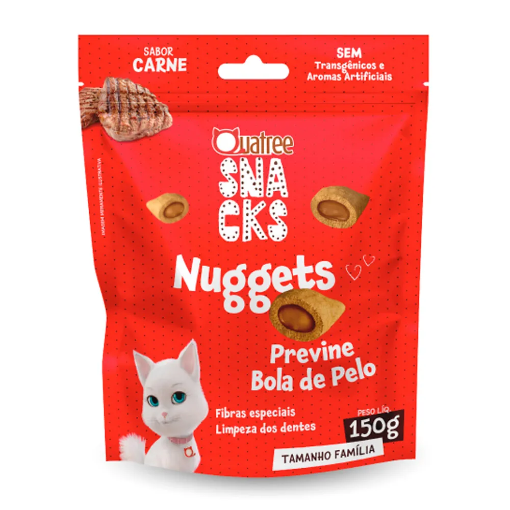 Snacks Quatree Nuggets para Gatos Sabor Carne 150g - Drogaria Araujo
