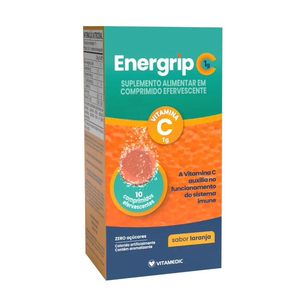 Energrip C 1g Sabor Laranja 10 Comprimidos Efervescentes - Drogaria Araujo