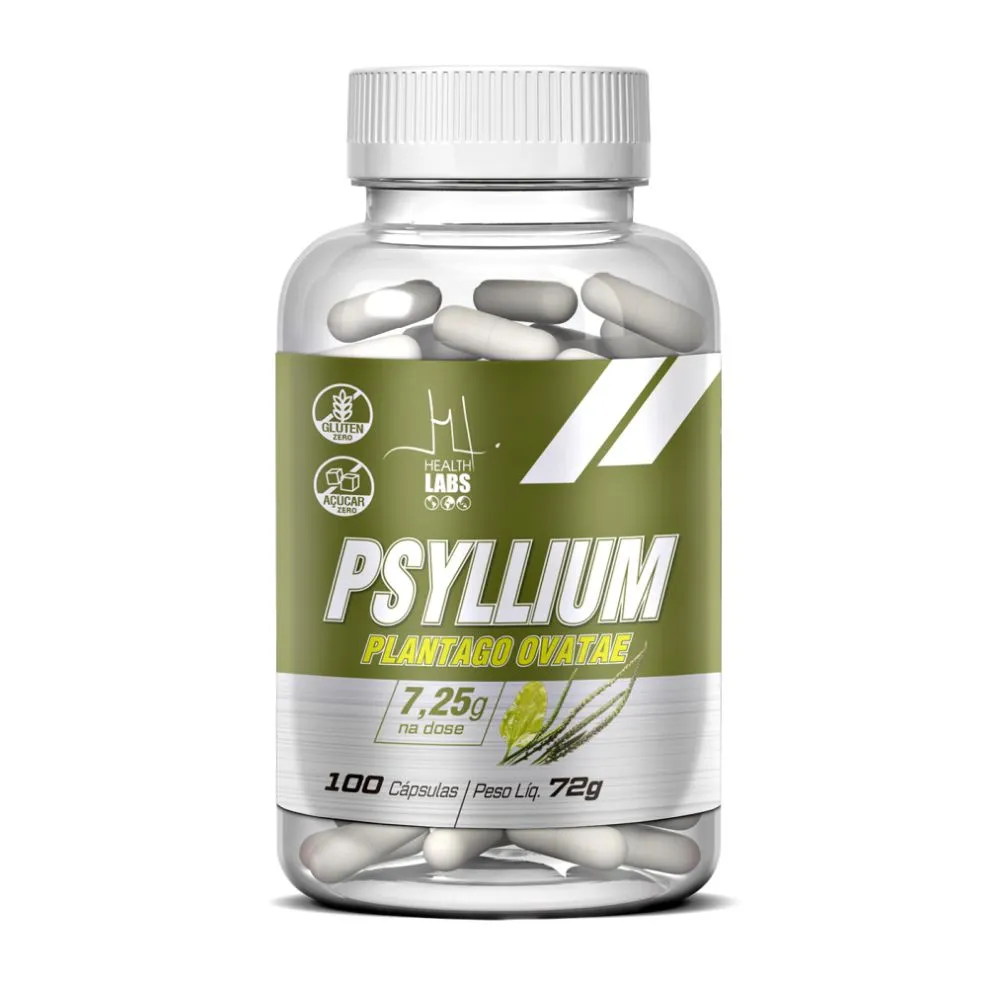 Psyllium Plantago Ovatae Health Labs 7,25mg na Dose com 100 Cápsulas ...