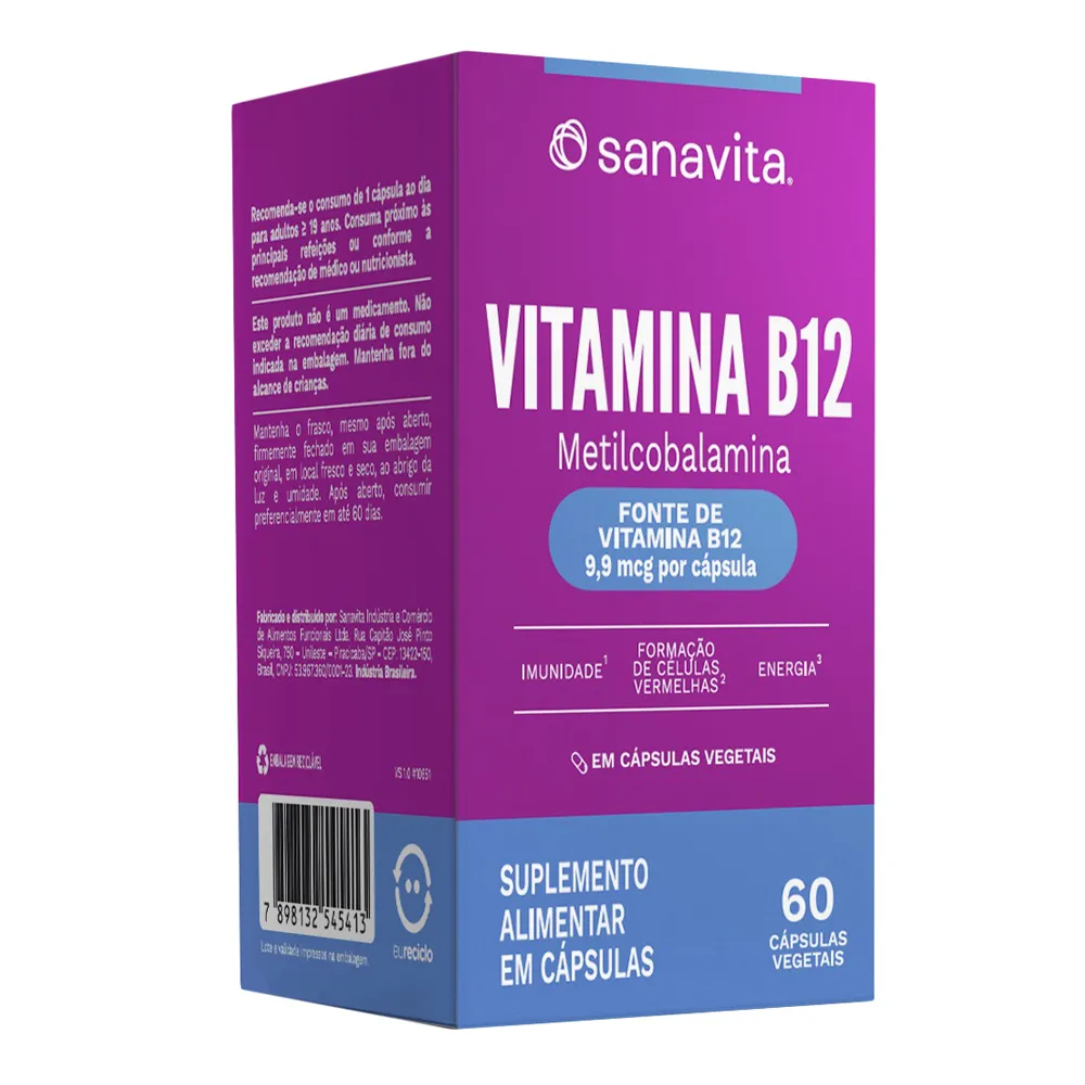Vitamina B12 Sanavita com 60 Cápsulas - Drogaria Araujo