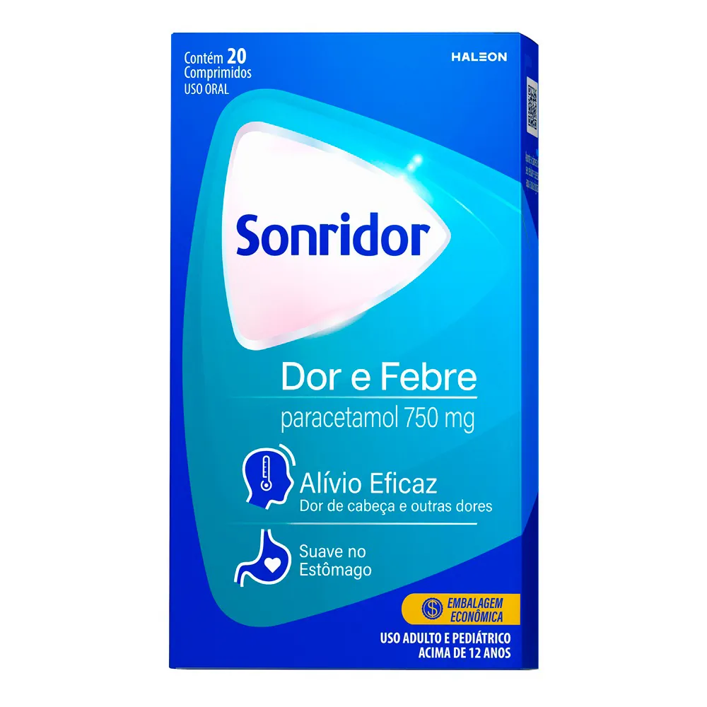 Sonridor 750mg Dor e Febre com 20 Comprimidos - Drogaria Araujo