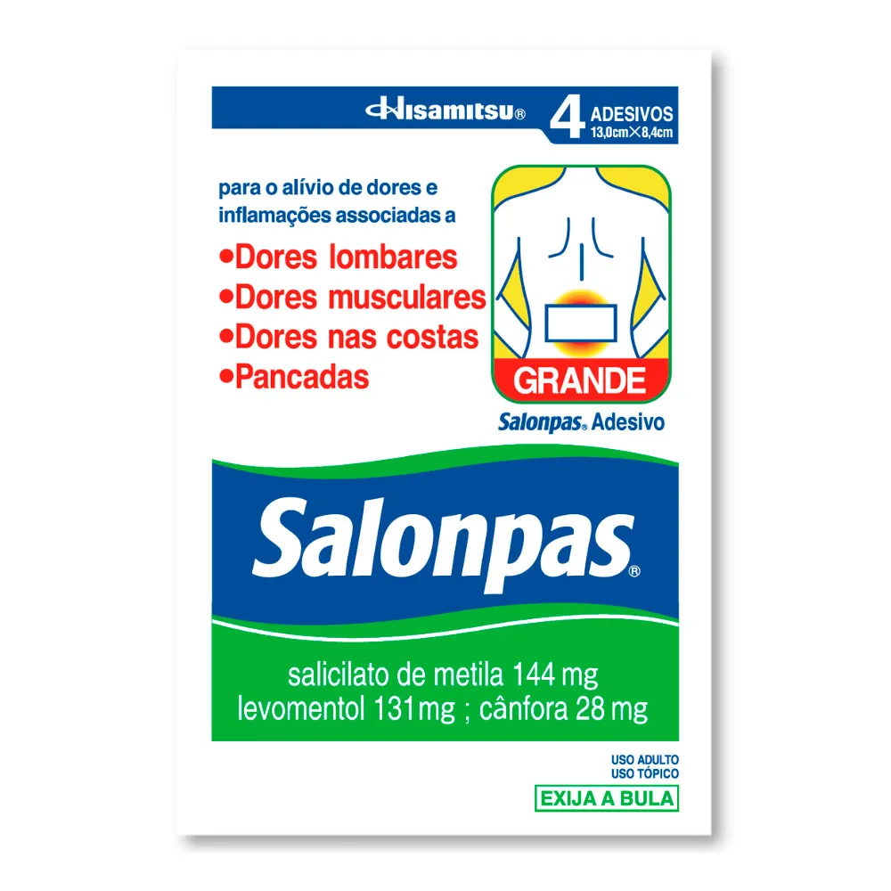 Adesivo Salonpas Tamanho Grande com 4 Unidades - Drogaria Araujo