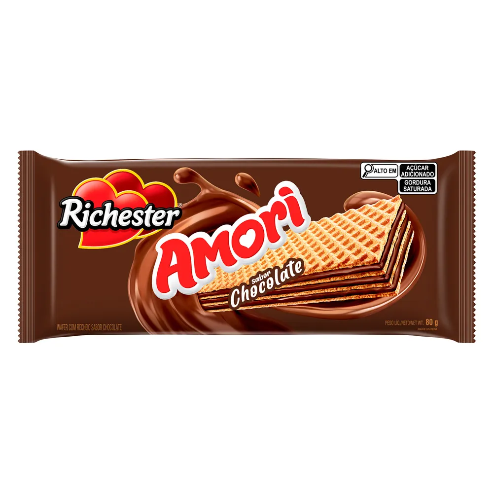 Biscoito Wafer Richester Amori Sabor Chocolate 80g - Drogaria Araujo