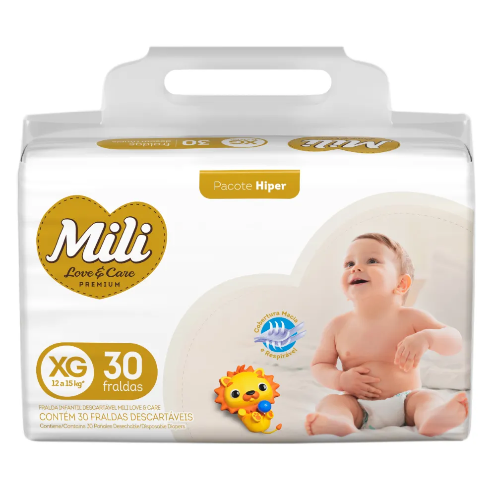 Fralda Infantil Mili Love e Care Premium Hiper Tamanho XG com 30 ...