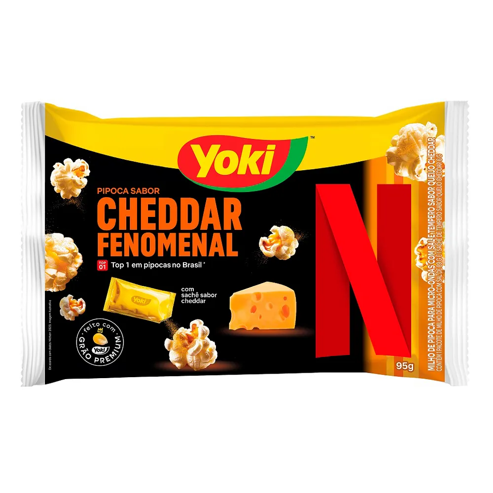 Pipoca de Micro Ondas Yoki Netflix Sabor Cheddar Fenomenal com Sachê ...