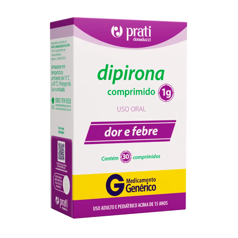 Dipirona 1g Prati Genérico com 30 Comprimidos - Drogaria Araujo