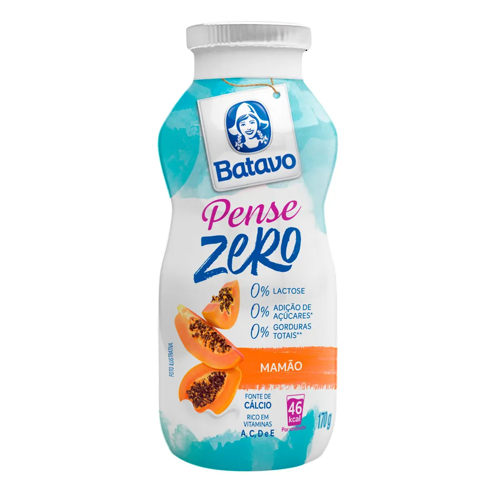 Iogurte Batavo Pense Zero Sabor Mamão 170g - Drogaria Araujo