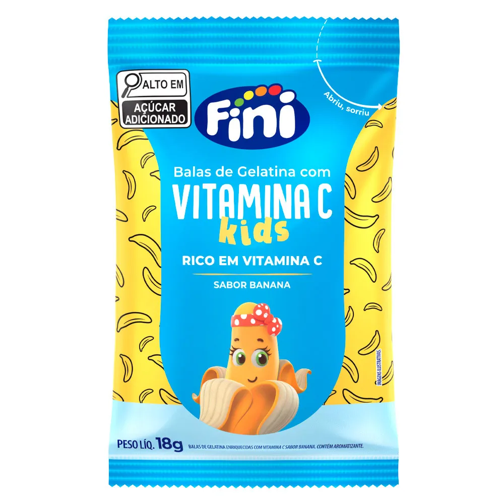 Bala de Gelatina Fini Kids com Vitamina C Sabor Banana 18g - Drogaria ...