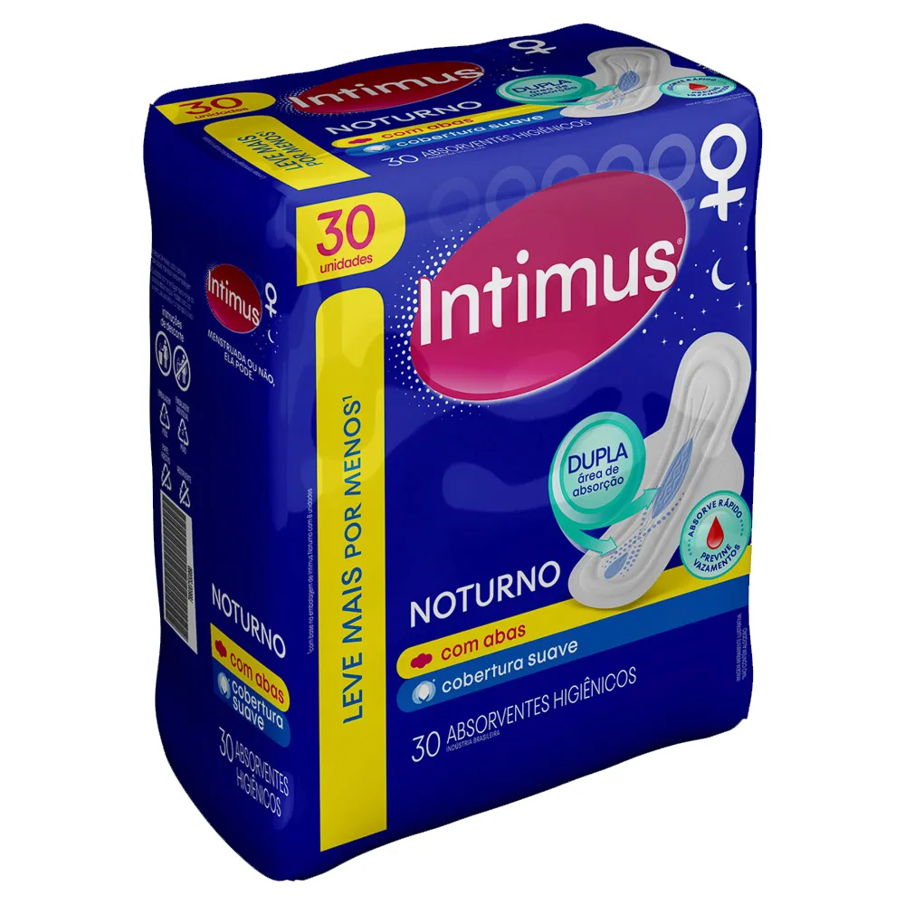 Absorvente Externo Intimus Noturno Cobertura Suave com Abas 30 Unidades ...