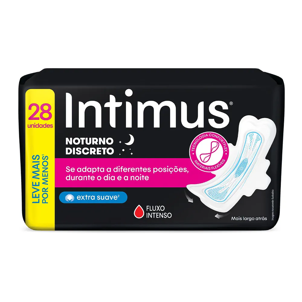 Absorvente Intimus Noturno Discreto com Abas 28 Unidades - Drogaria Araujo