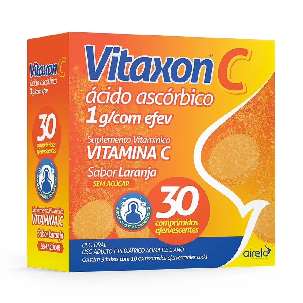 Vitaxon C 1g Sabor Laranja com 30 Comprimidos Efervescentes - Drogaria ...