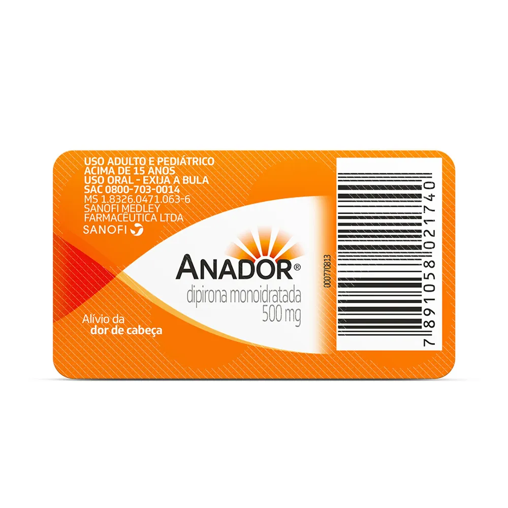 Anador com 4 Comprimidos - Drogaria Araujo