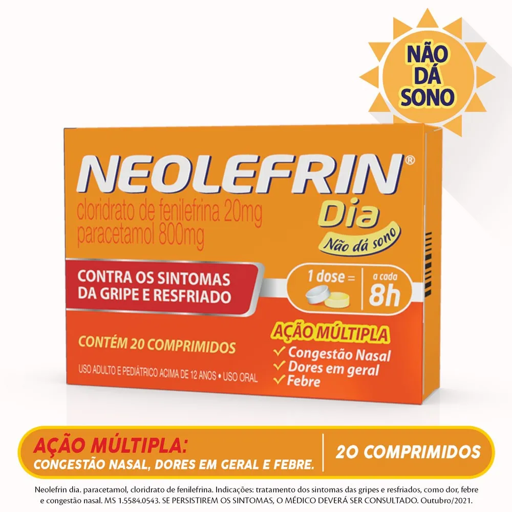 Neolefrin Dia com 20 Comprimidos - Drogaria Araujo