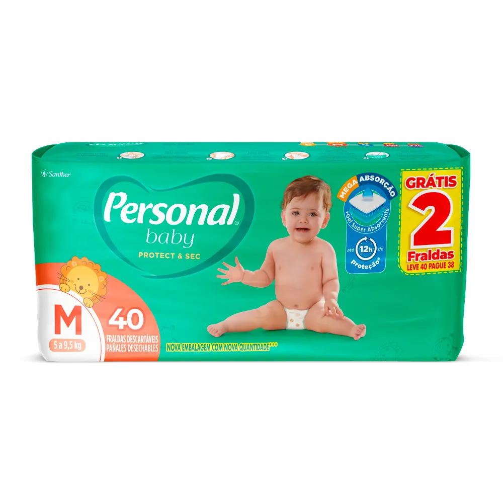 Fralda Personal Baby Protect & Sec Tamanho M Leve 40 Pague 38 Fraldas ...