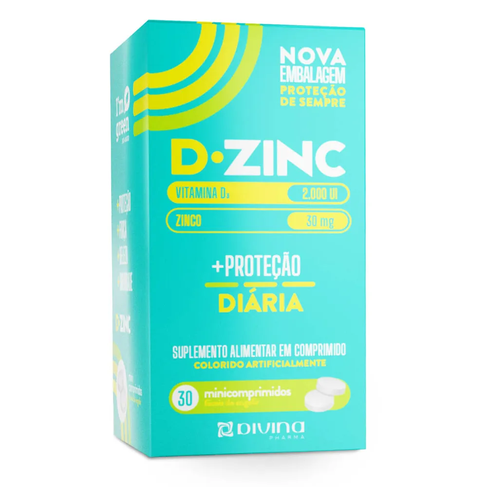D-Zinc Vitamina D 2.000UI + Zinco 30mg com 30 Comprimidos Revestidos ...