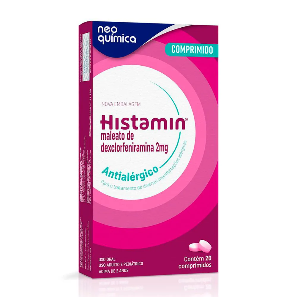 Histamin 2mg Antialérgico com 20 Comprimidos - Drogaria Araujo