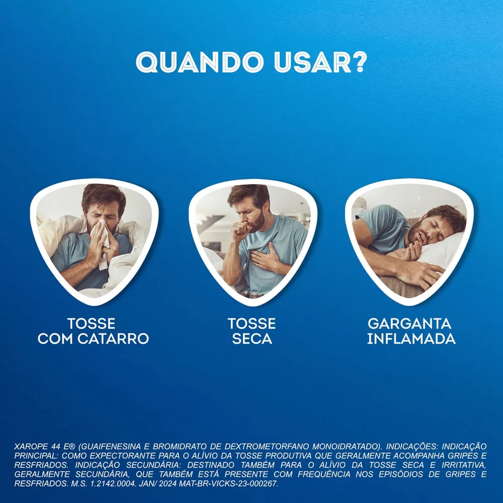 Vick 44E Xarope para tosse seca e catarro 120 mL - Drogaria Araujo