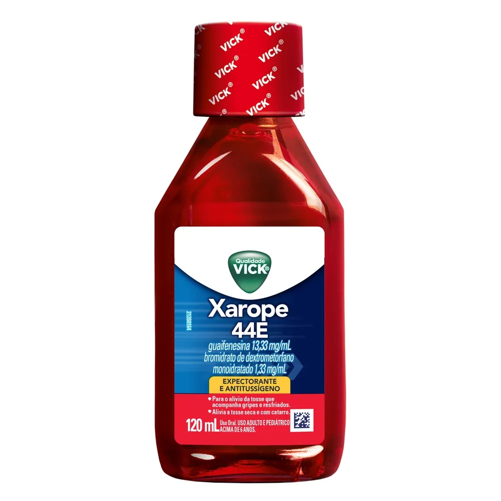Vick Xarope 44E Expectorante e Antitussígeno com 120ml - Drogaria Araujo