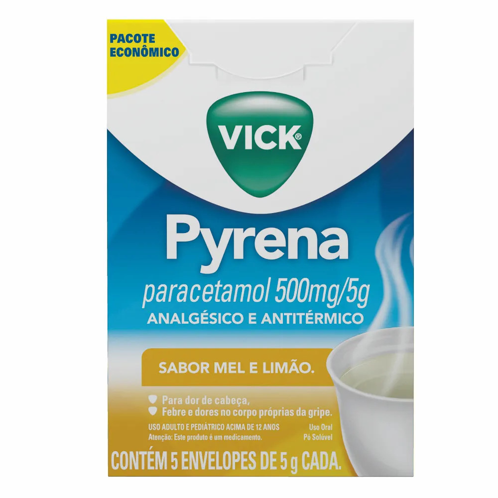 Vick Pyrena Sabor Mel e Limão com 5 Envelopes de 5g cada - Drogaria Araujo