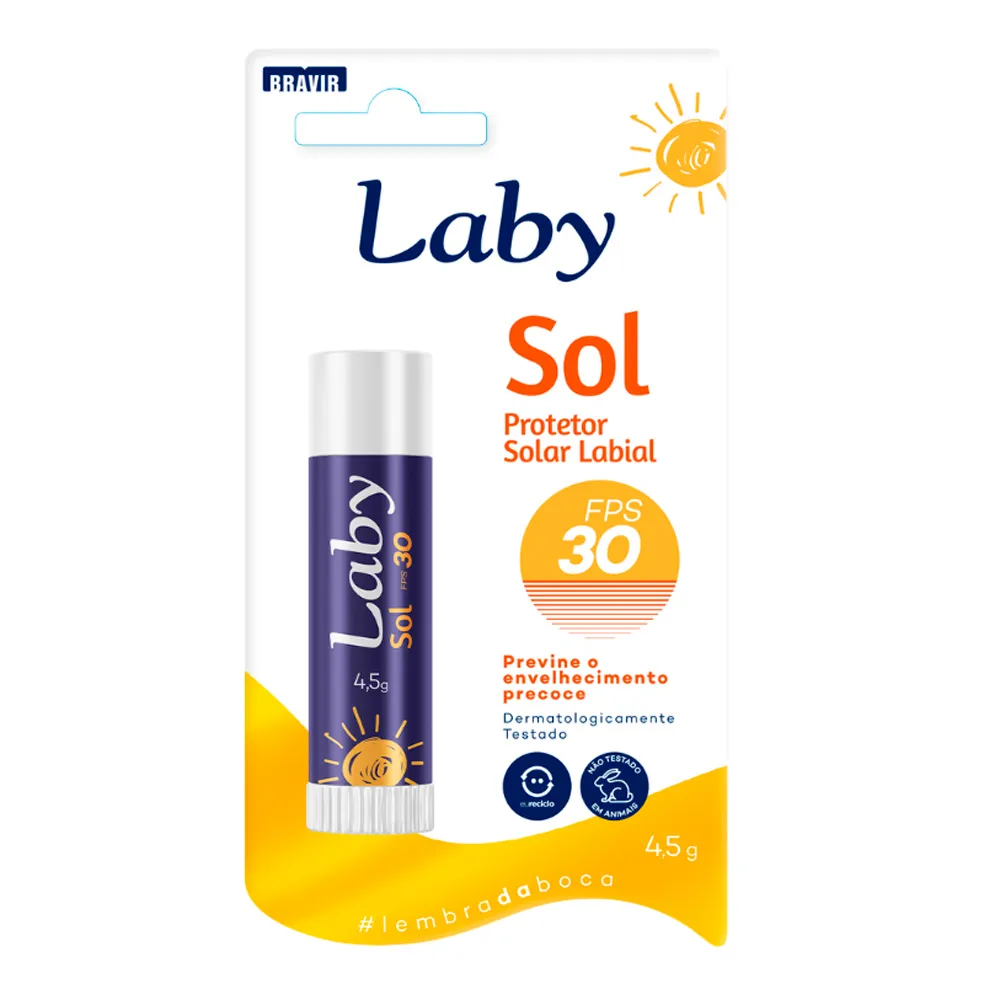 Protetor Solar Labial Laby FPS 30 Stick Sabor Morango com 4,5g ...