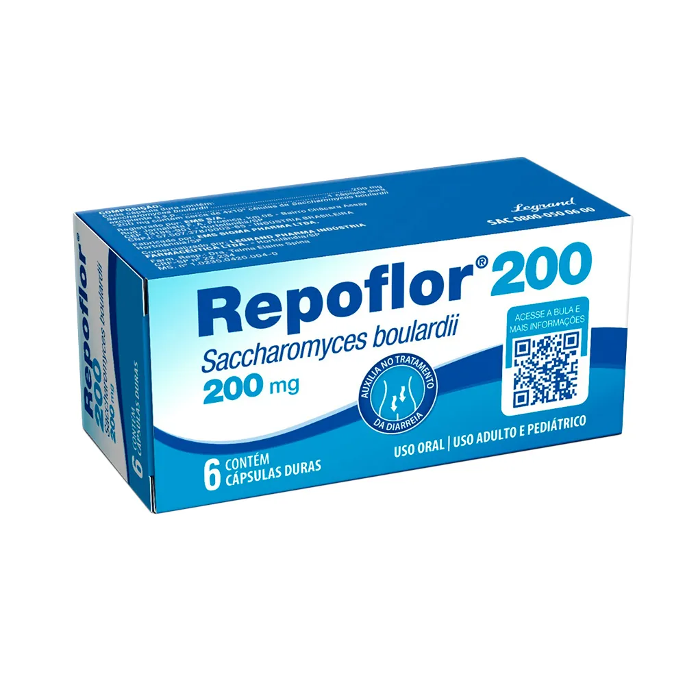 Repoflor 200mg frasco com 6 Cápsulas - Drogaria Araujo