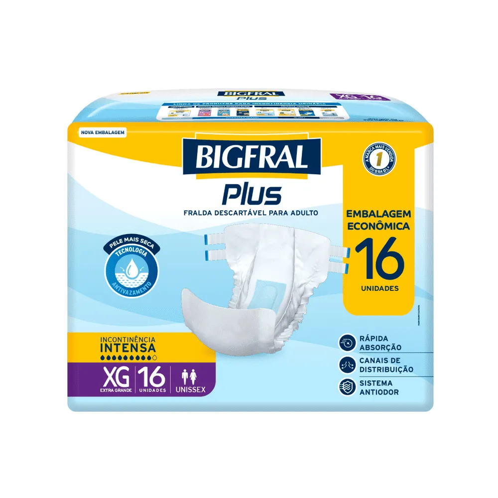 Fralda Bigfral Plus Econômica XG 16 Unidades - Drogaria Araujo