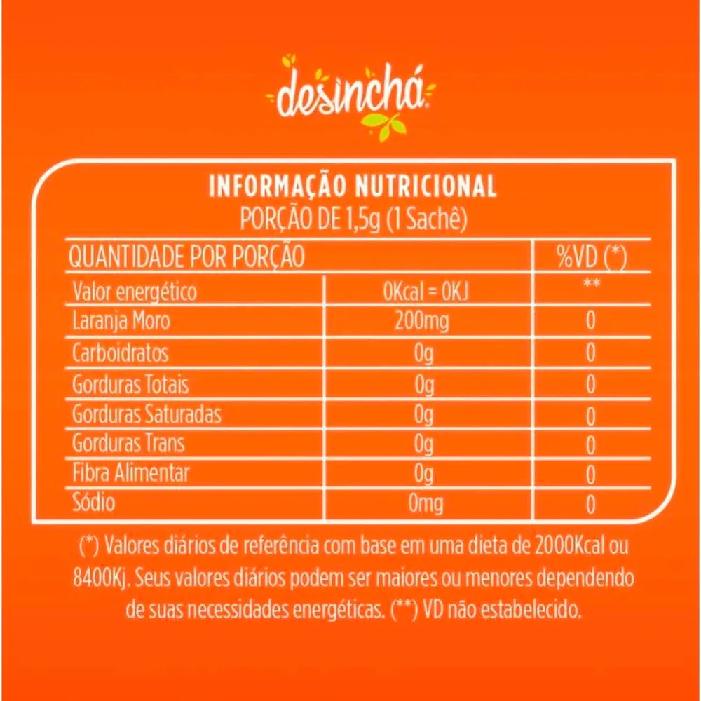Chá Desinchá Moro Laranja Moro e Hibisco 30 Sachês - Drogaria Araujo