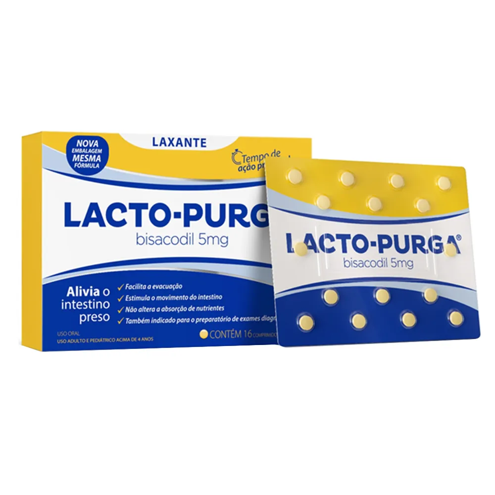 Lacto Purga Laxante 5mg com 16 Comprimidos Revestidos - Drogaria Araujo