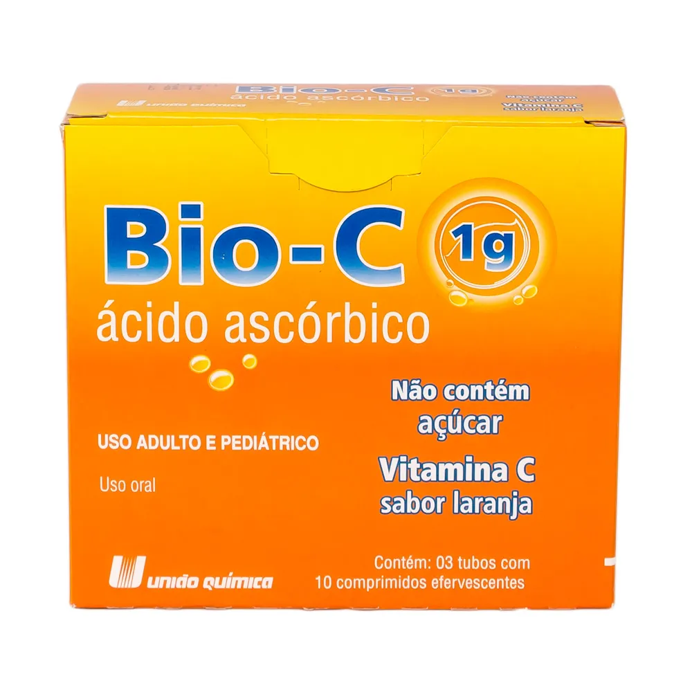 Bio C 1g Sabor Laranja com 30 Comprimidos Efervescentes - Drogaria Araujo