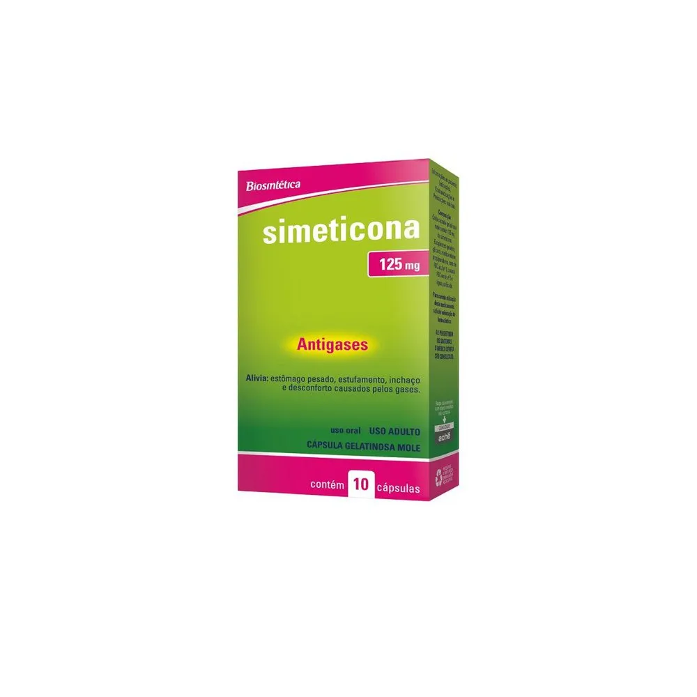 Simeticona 125mg Biosintética Genérico com 10 Cápsulas - Drogaria Araujo