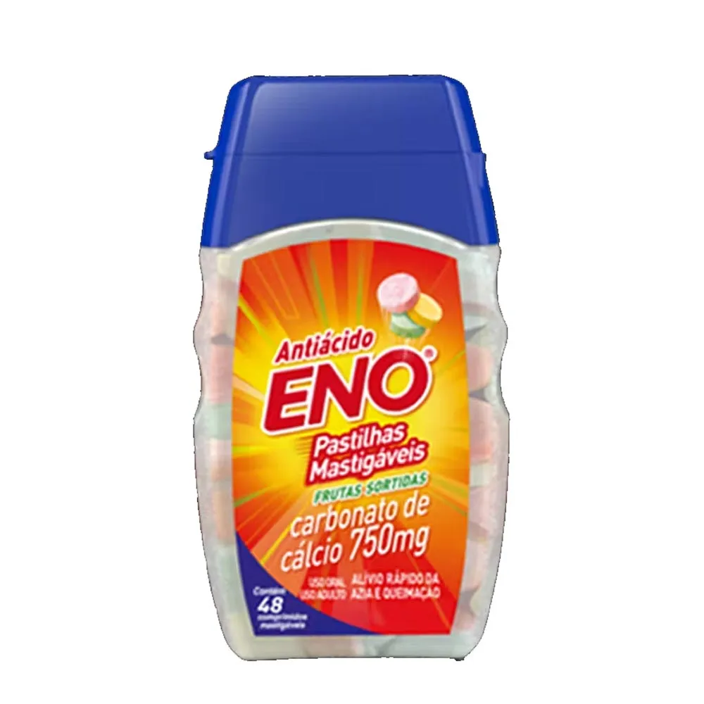 Eno Antiácido Pastilhas Mastigáveis Sabor Frutas Sortidas com 48 ...