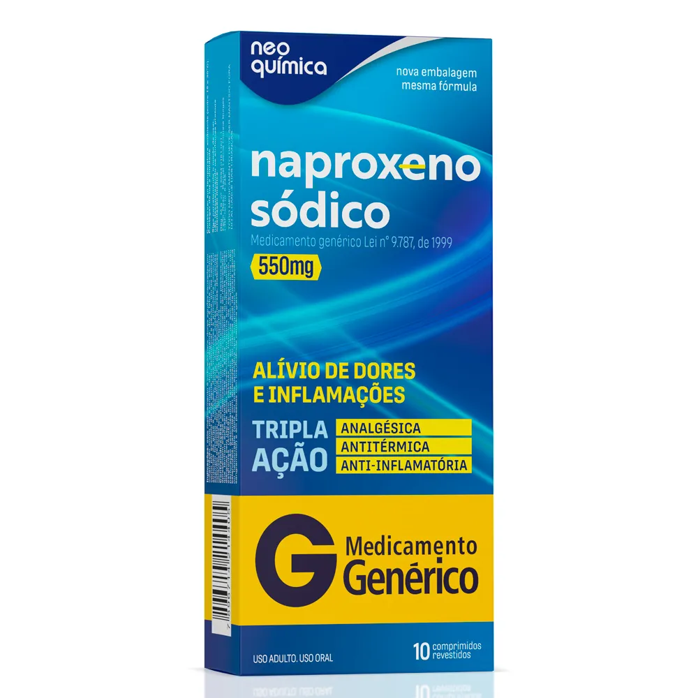 Naproxeno 550mg Neo Química Genérico com 10 Comprimidos - Drogaria Araujo