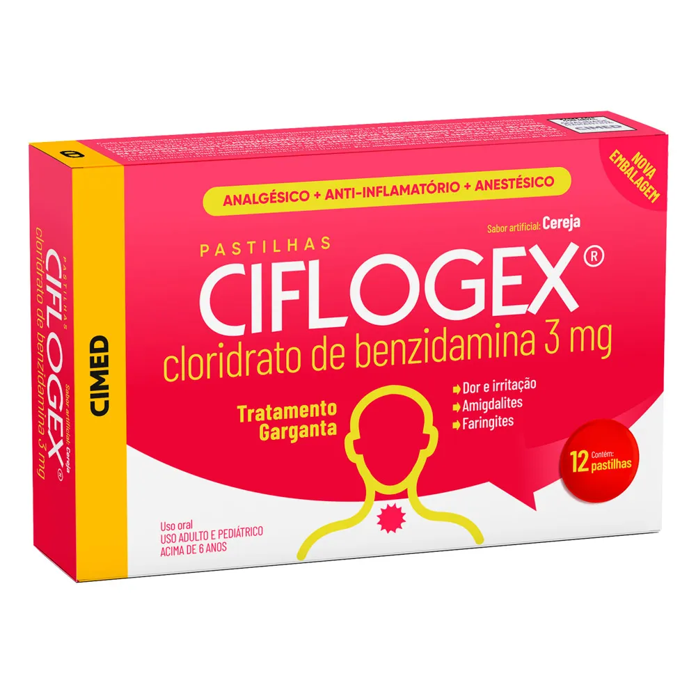 Ciflogex Pastilha Sabor Cereja com 12 Unidades - Drogaria Araujo
